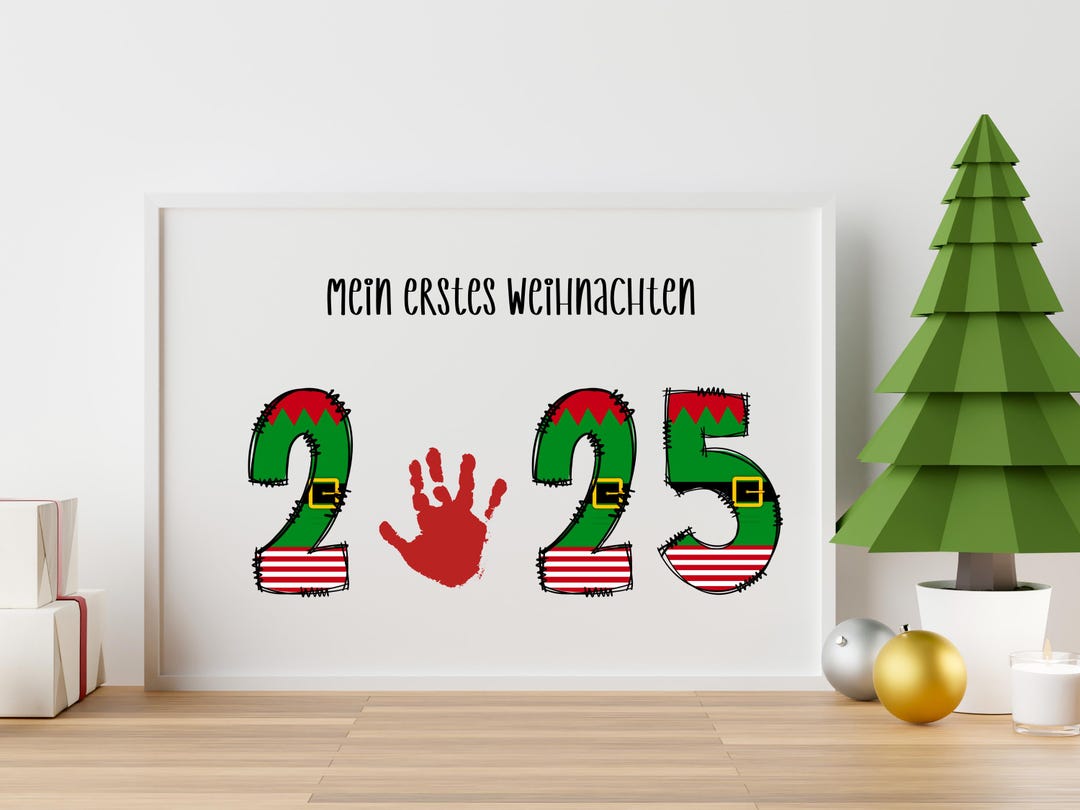 My First Christmas Handprint Art Printable, 2025 Baby Christmas ...