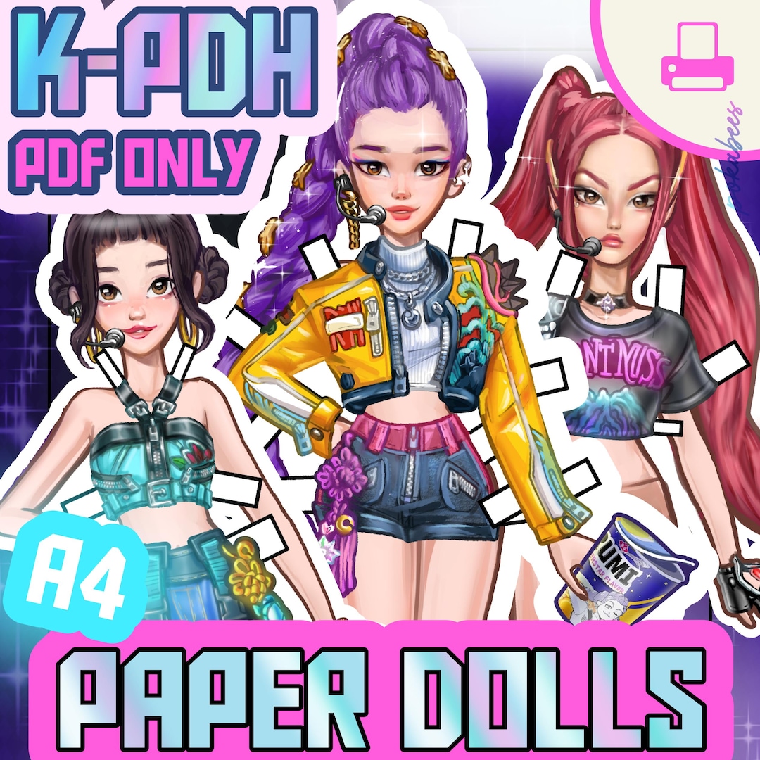 Hunter Girls, 3 Paper Dolls, K-pop Demons - Etsy
