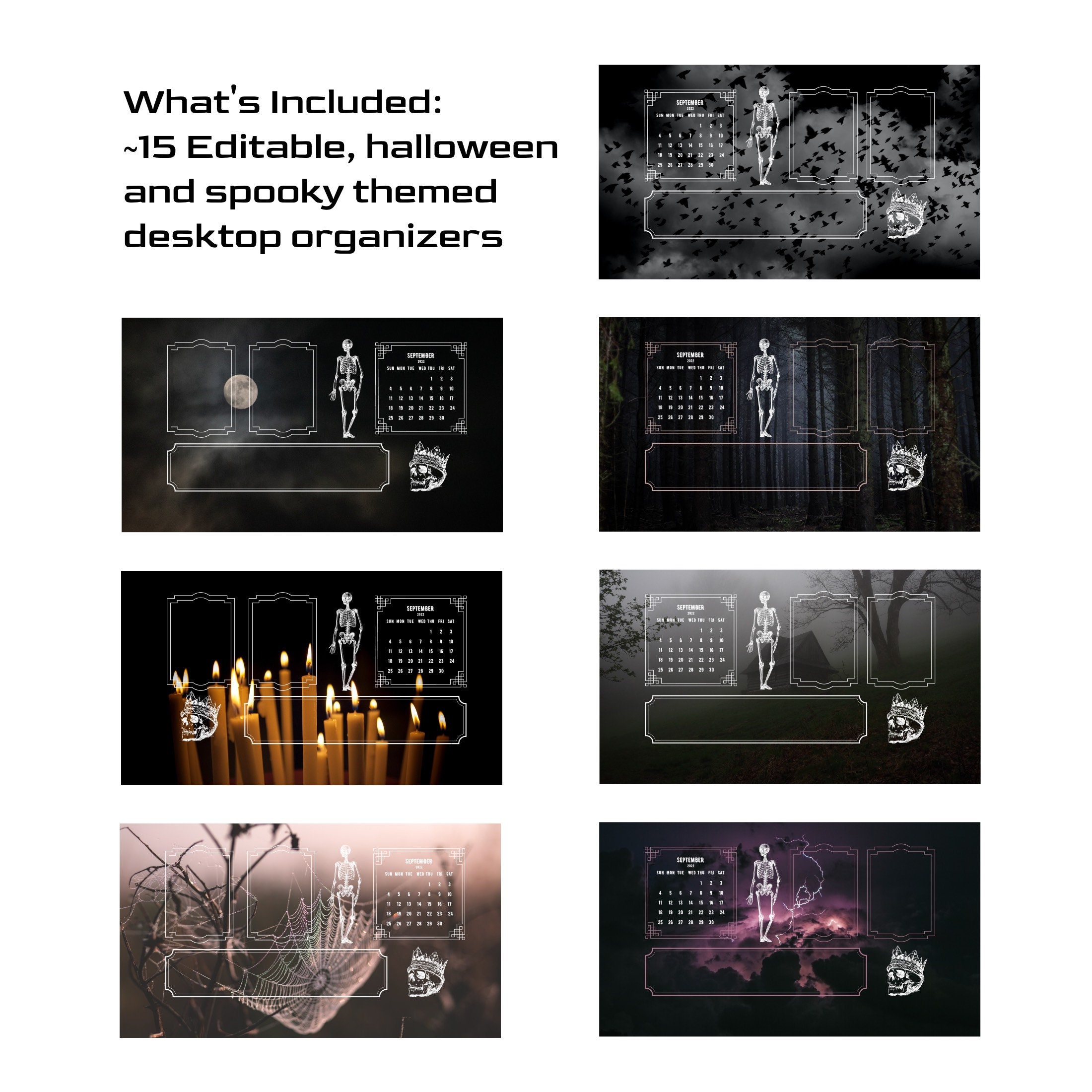 15 Editable Spooky Desktop Organizers - Etsy