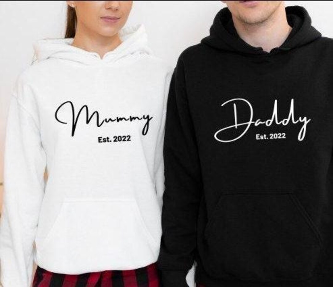 Mummy and Daddy Est Hoodies, Pregnancy Announcement Sweatshirts, Mama ...