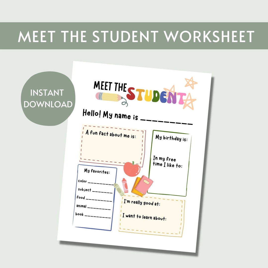 Meet the Student Worksheet Classroom Printable Groovy Retro - Etsy