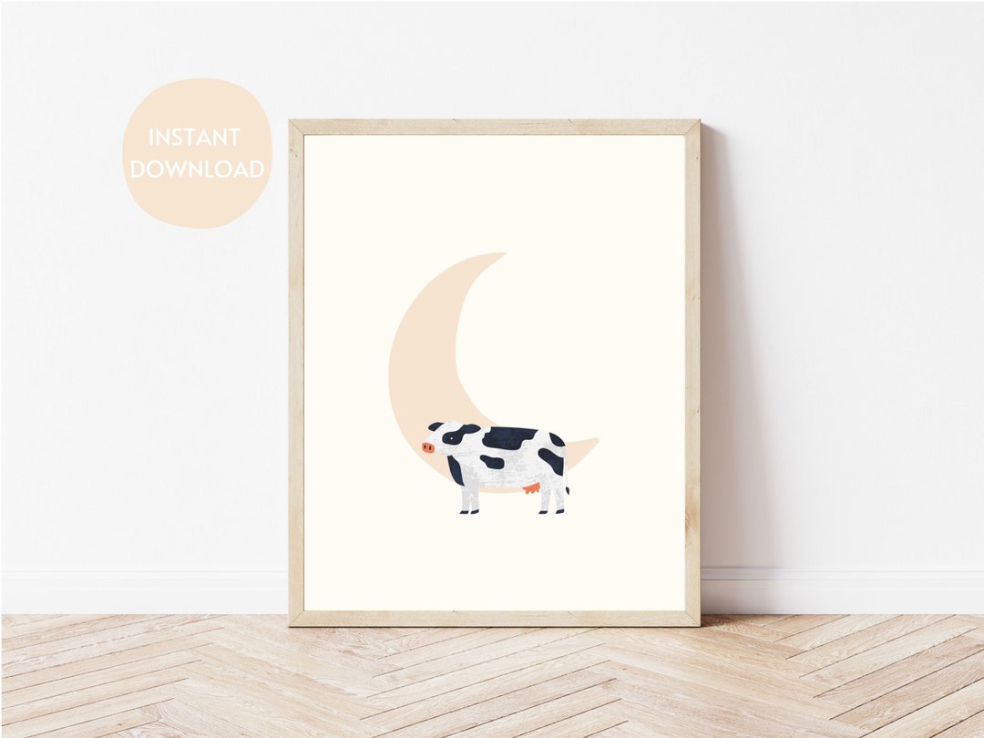 Cow Jumped Over the Moon Wall Art Digital Download | Farmhouse Nursery ...