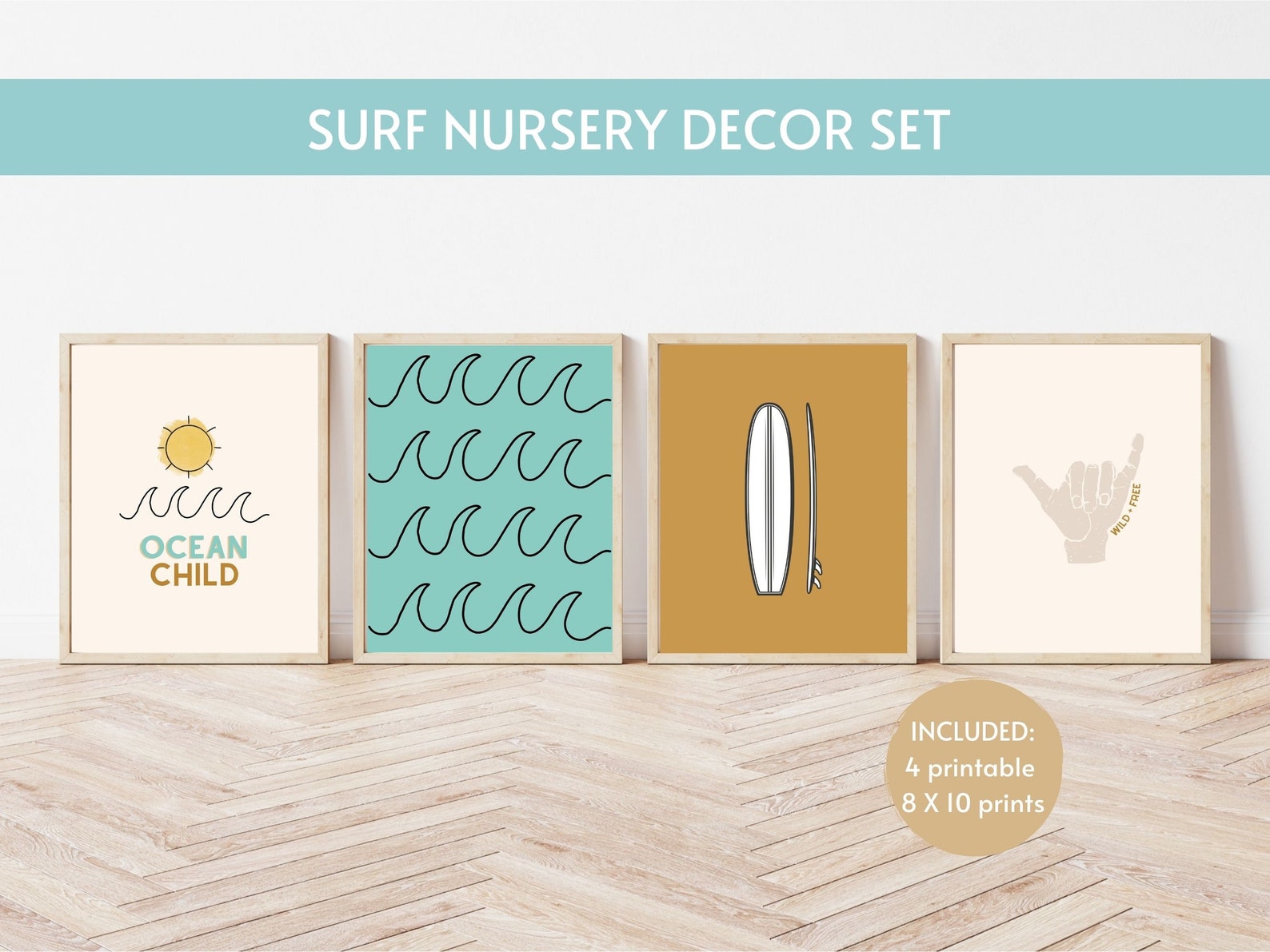 Surf Nursery Decor, Nursery Decor Set, Surf Print, Surf Wall Art, Surf ...
