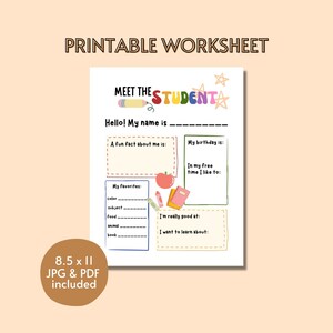 Meet the Student Worksheet Classroom Printable Groovy Retro - Etsy