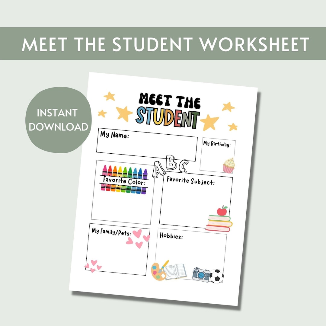 Meet the Student Worksheet, Classroom Printable, Groovy Retro Classroom ...