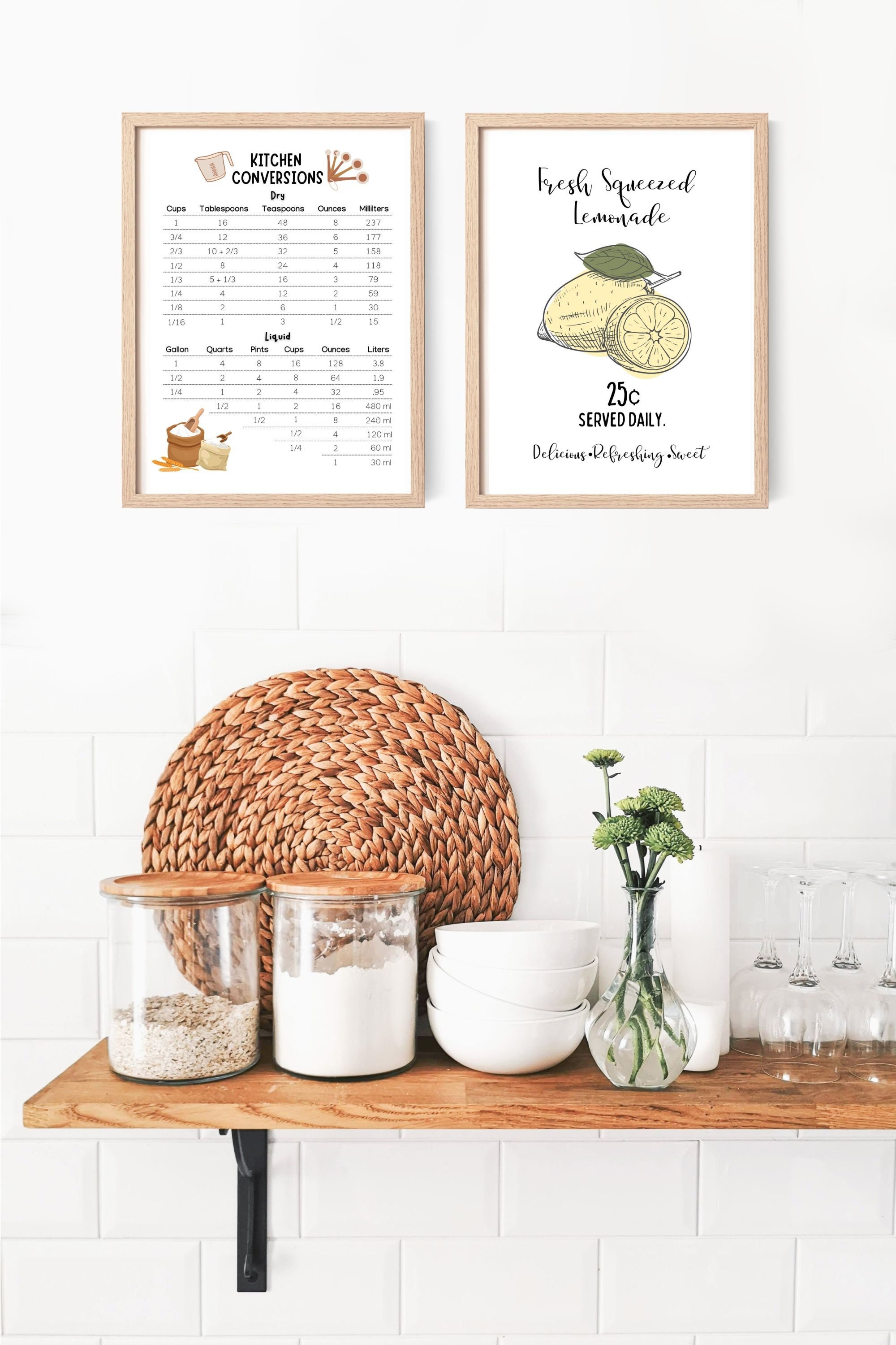 Kitchen Conversion Chart, Cooking Guide, Digital Download, Farmhouse ...