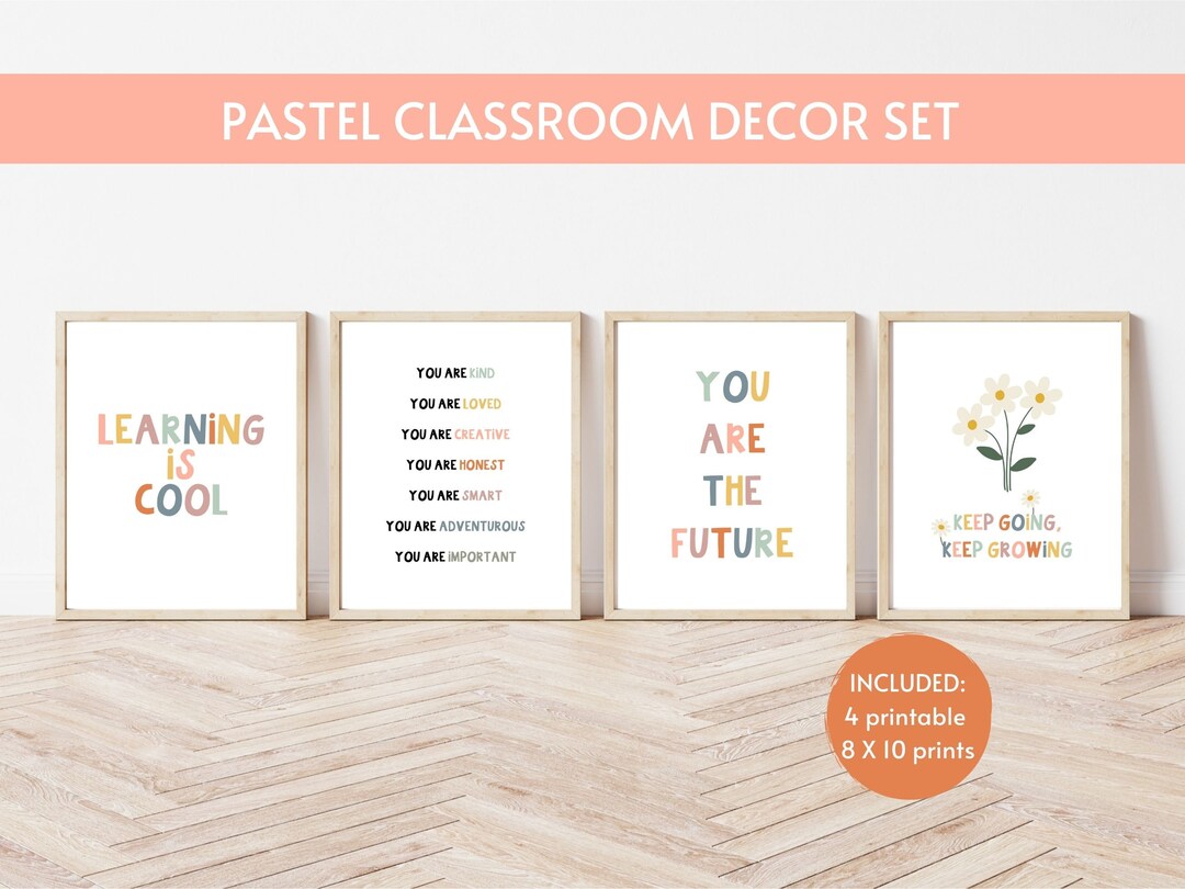 Pastel Classroom Decor, Inspirational Decor, Educational Wall Art ...