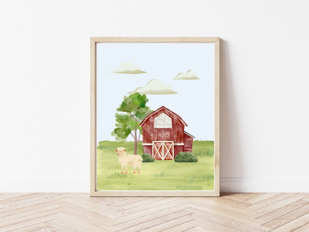 Watercolor Farm Barn Print | Rustic Nursery Decor (digital Download) - Etsy