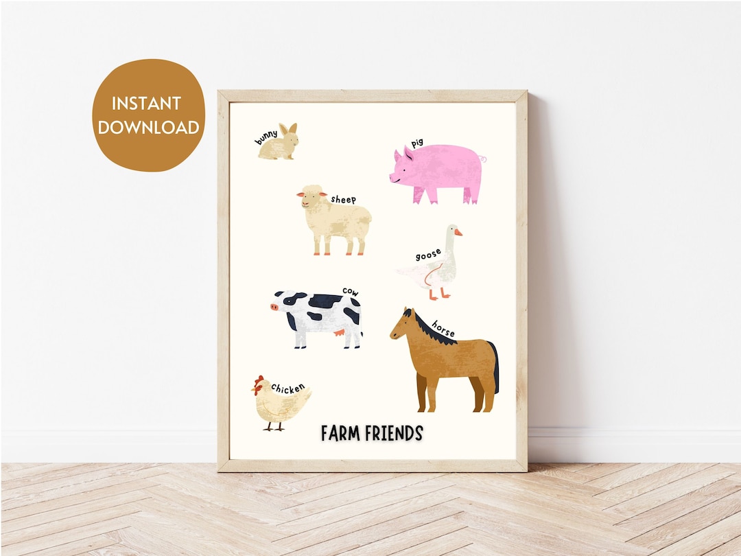 Farm Animals Nursery Print | Rustic Kids Room Decor (digital Download ...