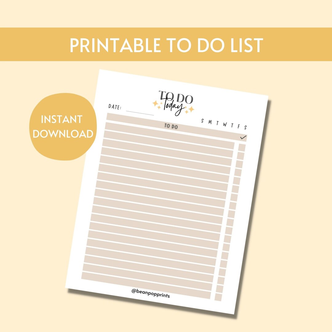 Minimalist To-do List Printable, Daily Task Planner (digital Download ...