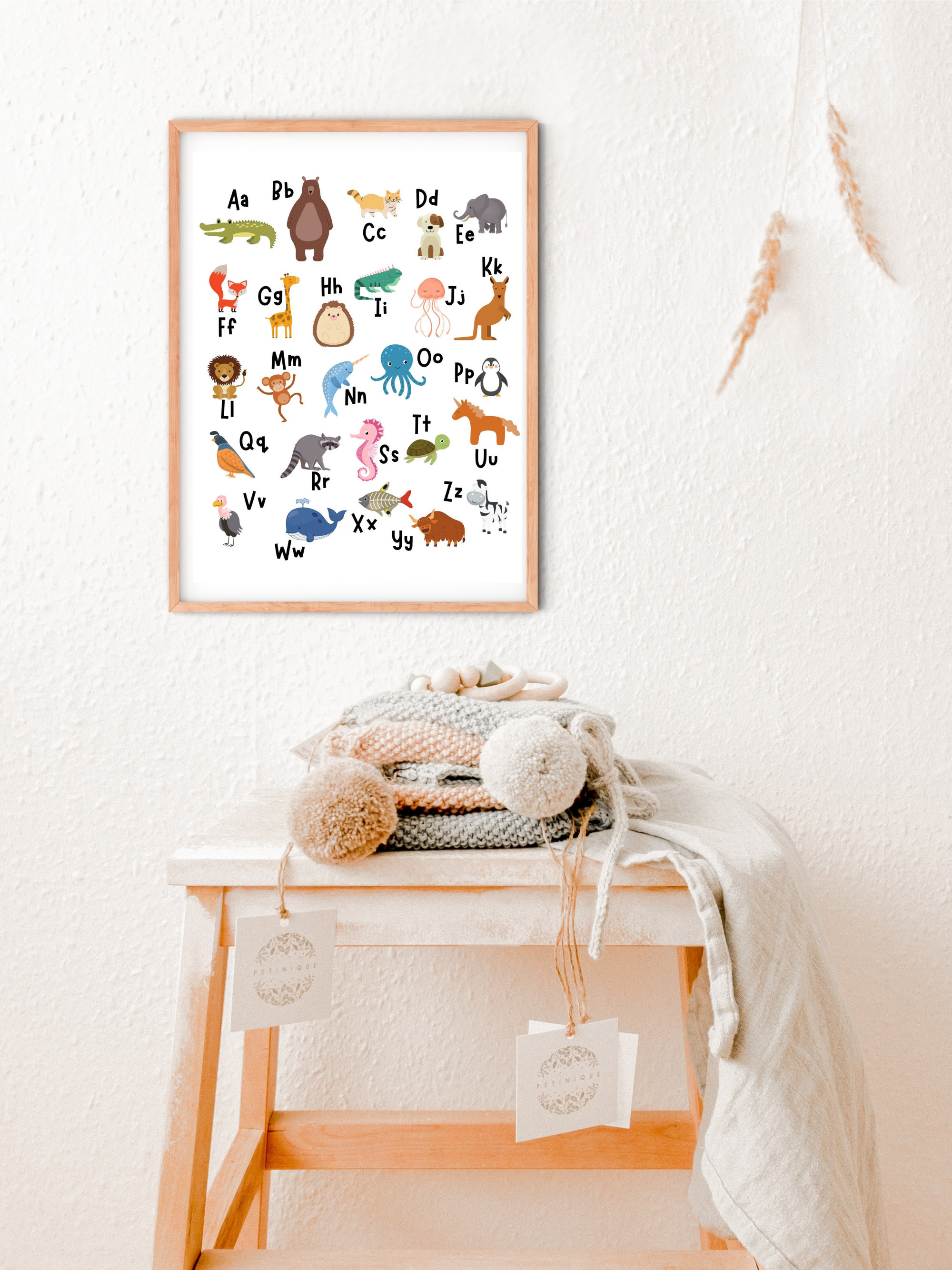 Animal Alphabet Printable, ABC Chart for Kids, Educational Wall Art ...