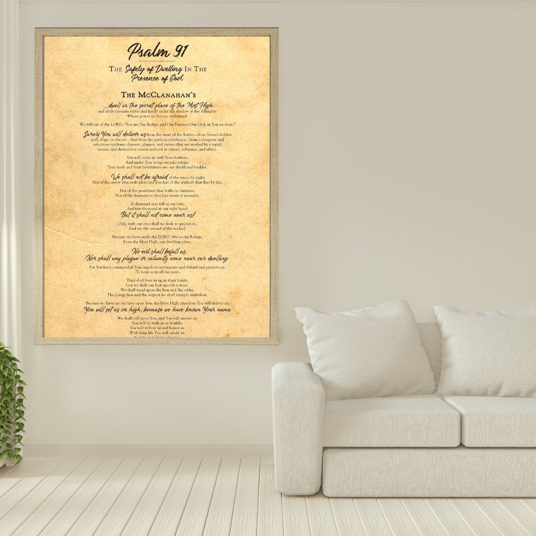 Psalm 91 Prayer Wall Art | Safety Dwelling in God's Presence | Psalm 91 ...