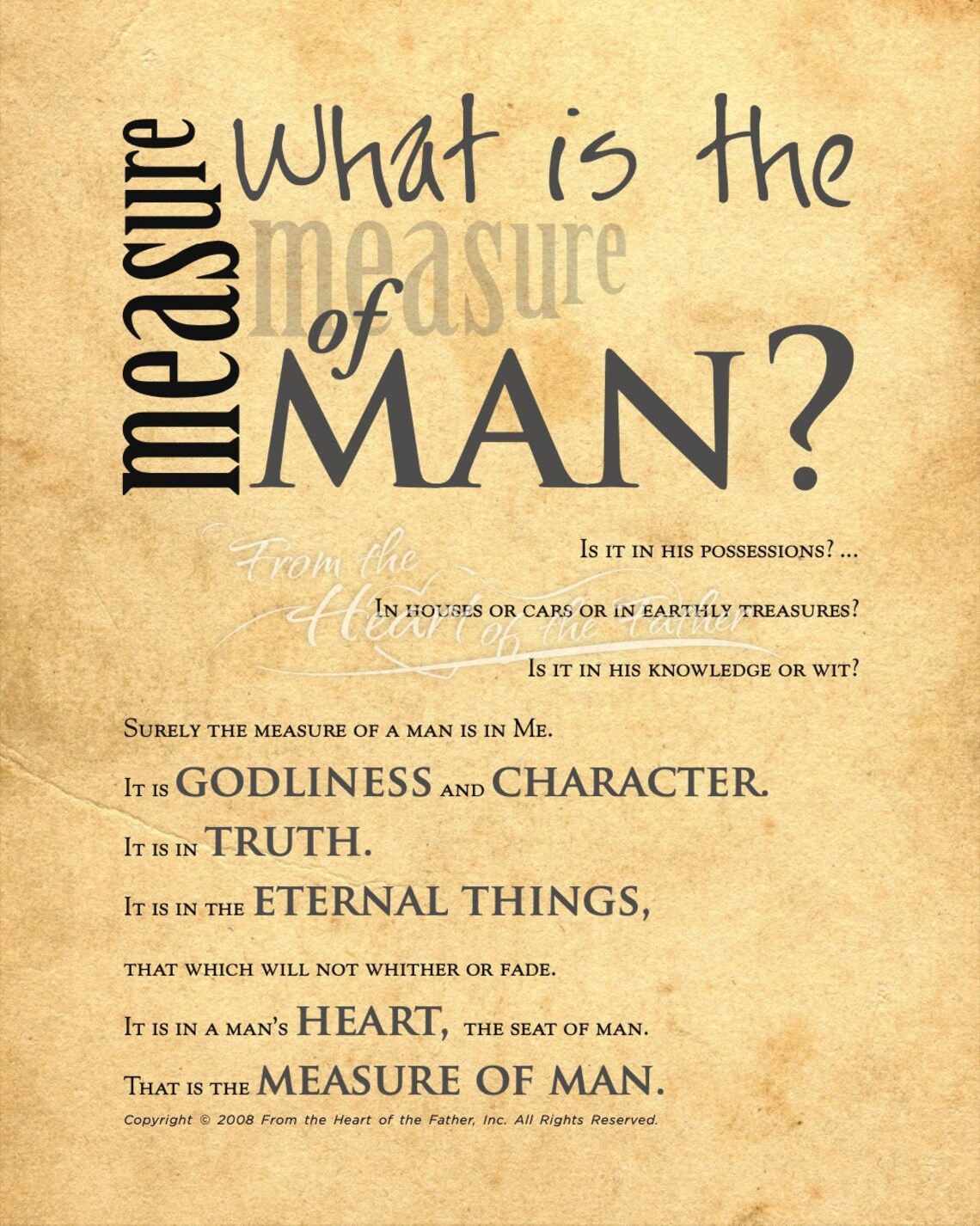 What is the Measure of Man? Inspirational Wall Art | Measures of ...