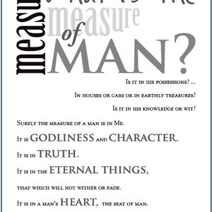 What is the Measure of Man? Inspirational Wall Art | Measures of ...