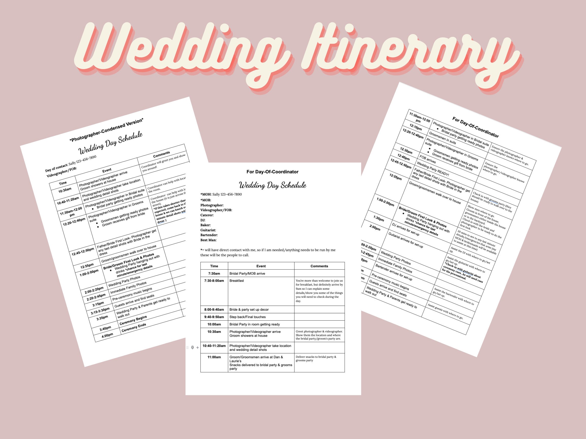 Wedding Schedule ultimate Day-of Wedding Timeline Template - Etsy