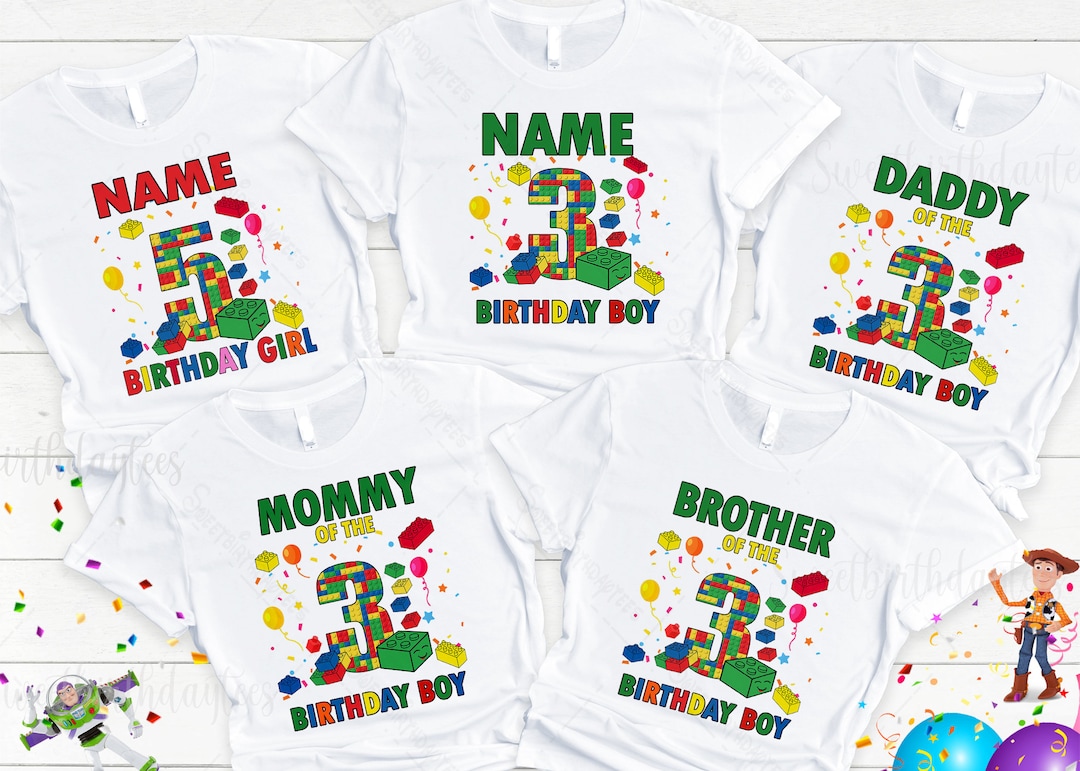 Building Block Birthday Boy Girl Shirt,custom Birthday Buiding Shirt ...