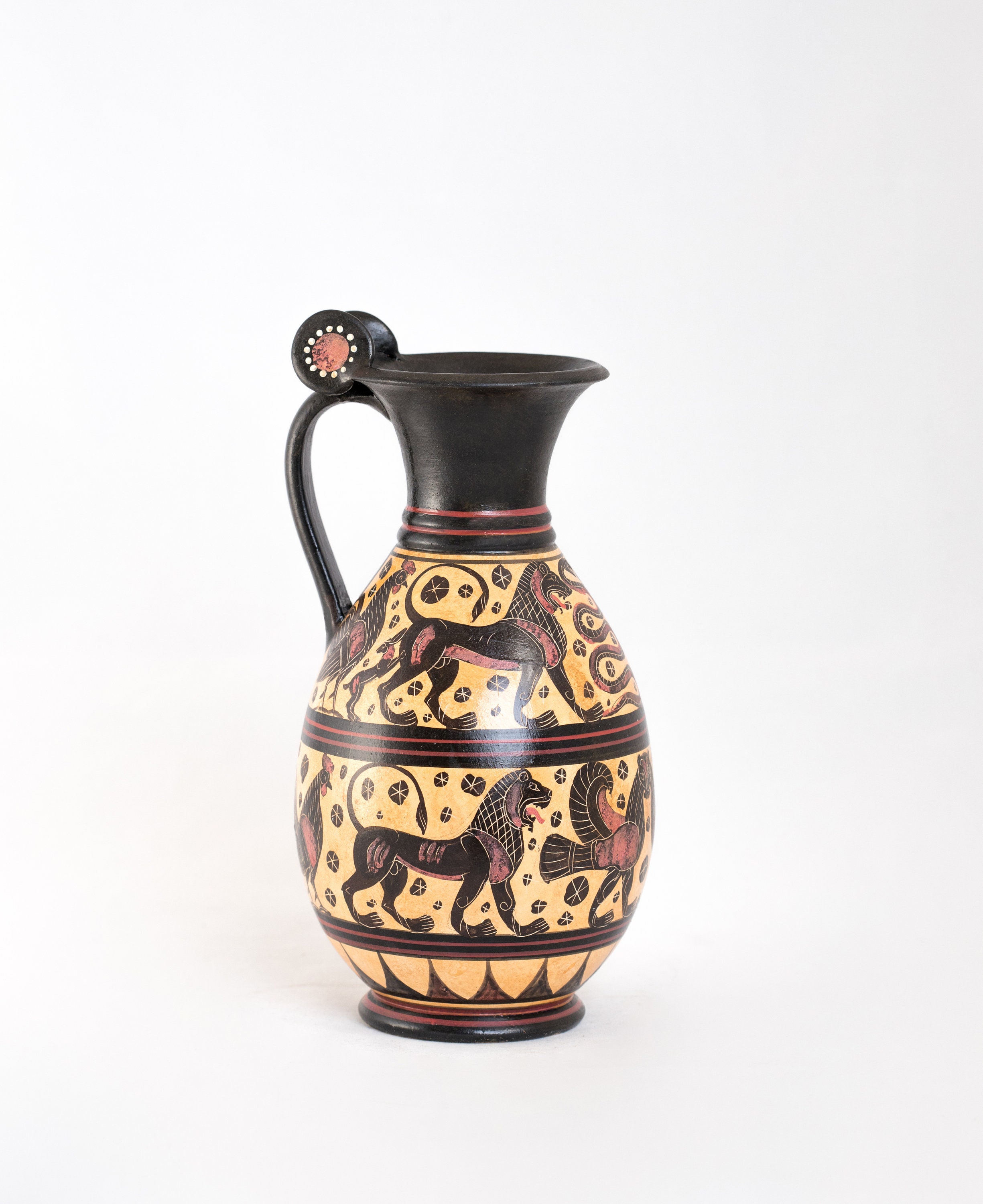 Greek Pottery Handmade Ceramic Corinthian Olpe Around 600 BC. Museum ...