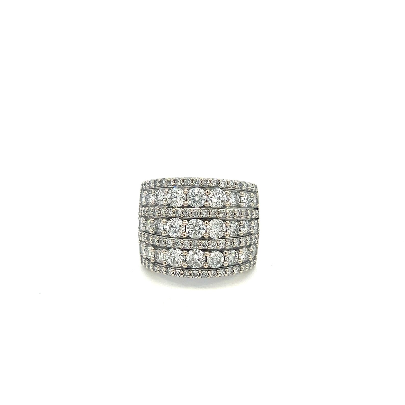 Multi-row Diamond Ring in 14k White Gold - Etsy