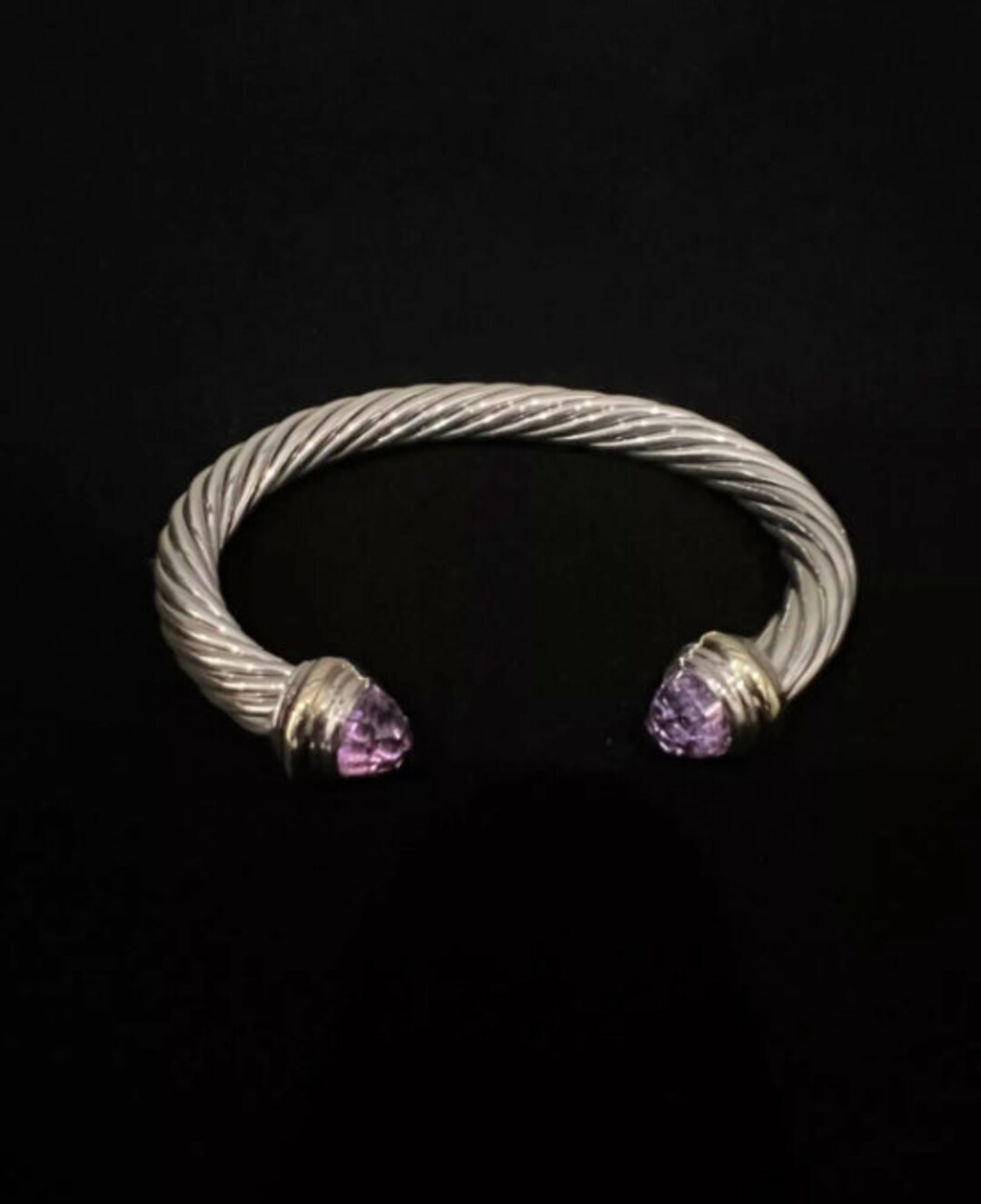 David Yurman Sterling Silver Cable Bracelet With Amethyst and 14k Gold - Etsy