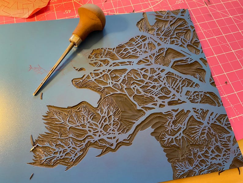 Handmade Limited Edition Lino Print - Winter Moon - Etsy