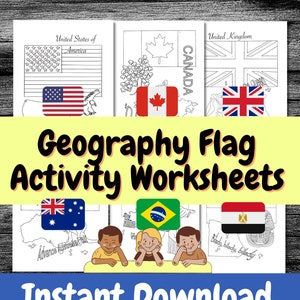 Geography Flag Activity Worksheets Homeschool Printable Children ...