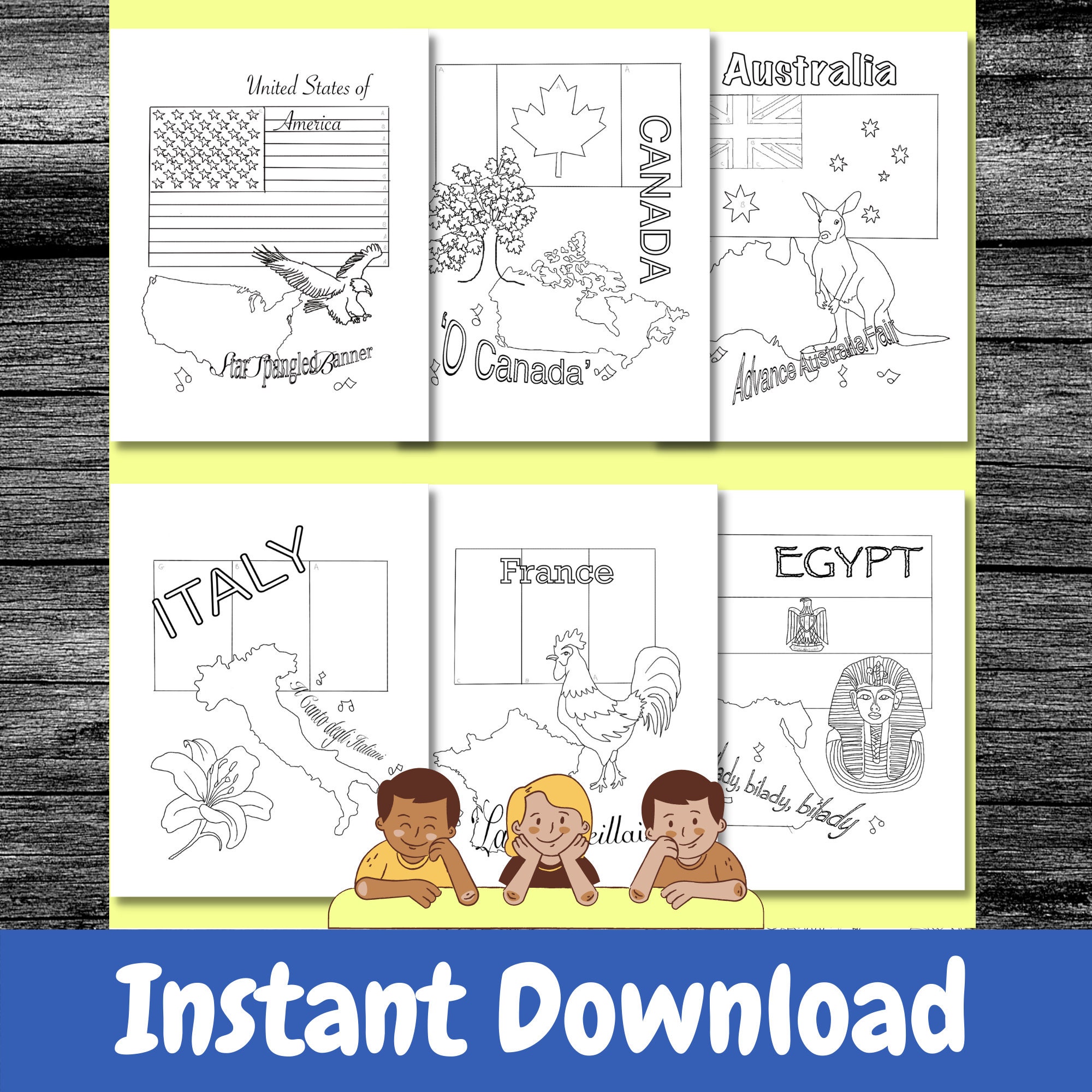 Geography Flag Activity Worksheets Homeschool Printable Children ...