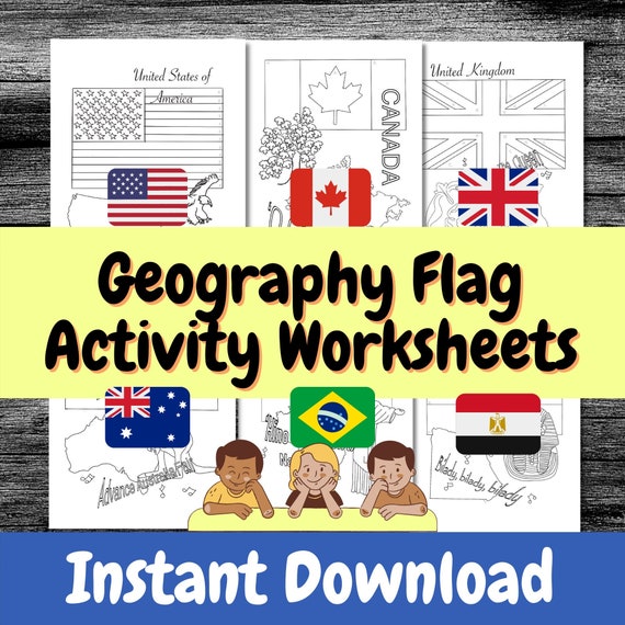 Geography Flag Activity Worksheets Homeschool Printable | Etsy