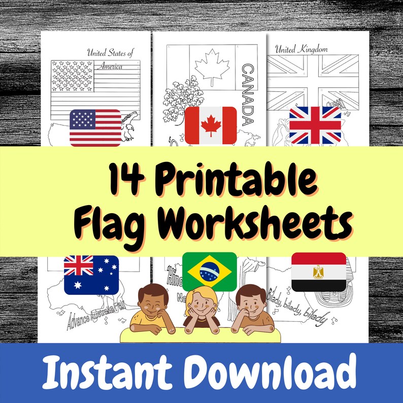 Geography Flag Activity Worksheets Homeschool Printable Children ...
