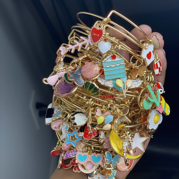 Gold Charm Bangle - Etsy