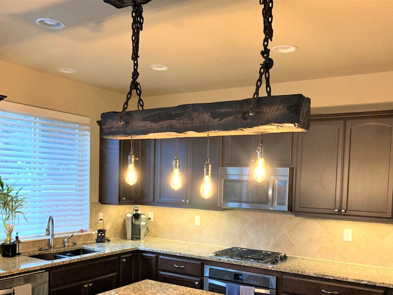 Rustic Industrial Reclaimed Beam Light Fixture/chandelier With - Etsy