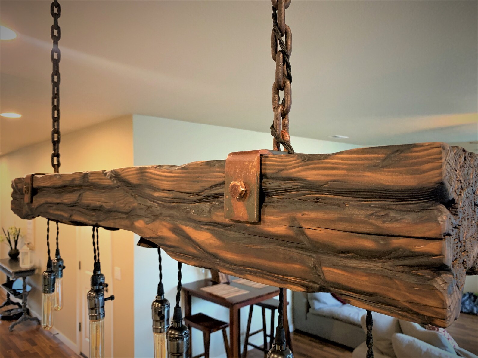 Rustic Industrial Reclaimed Distressed Beam Light Fixture - Etsy