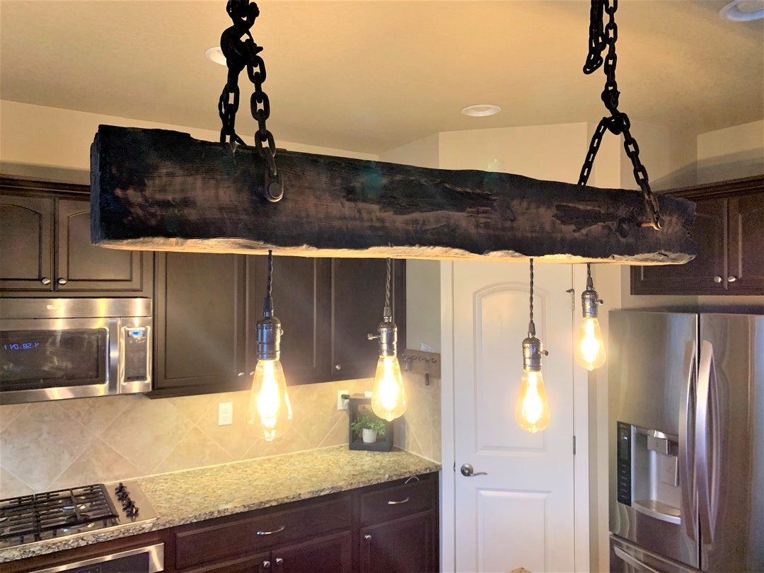 Rustic Industrial Reclaimed Beam Light Fixture/chandelier With Twisted ...