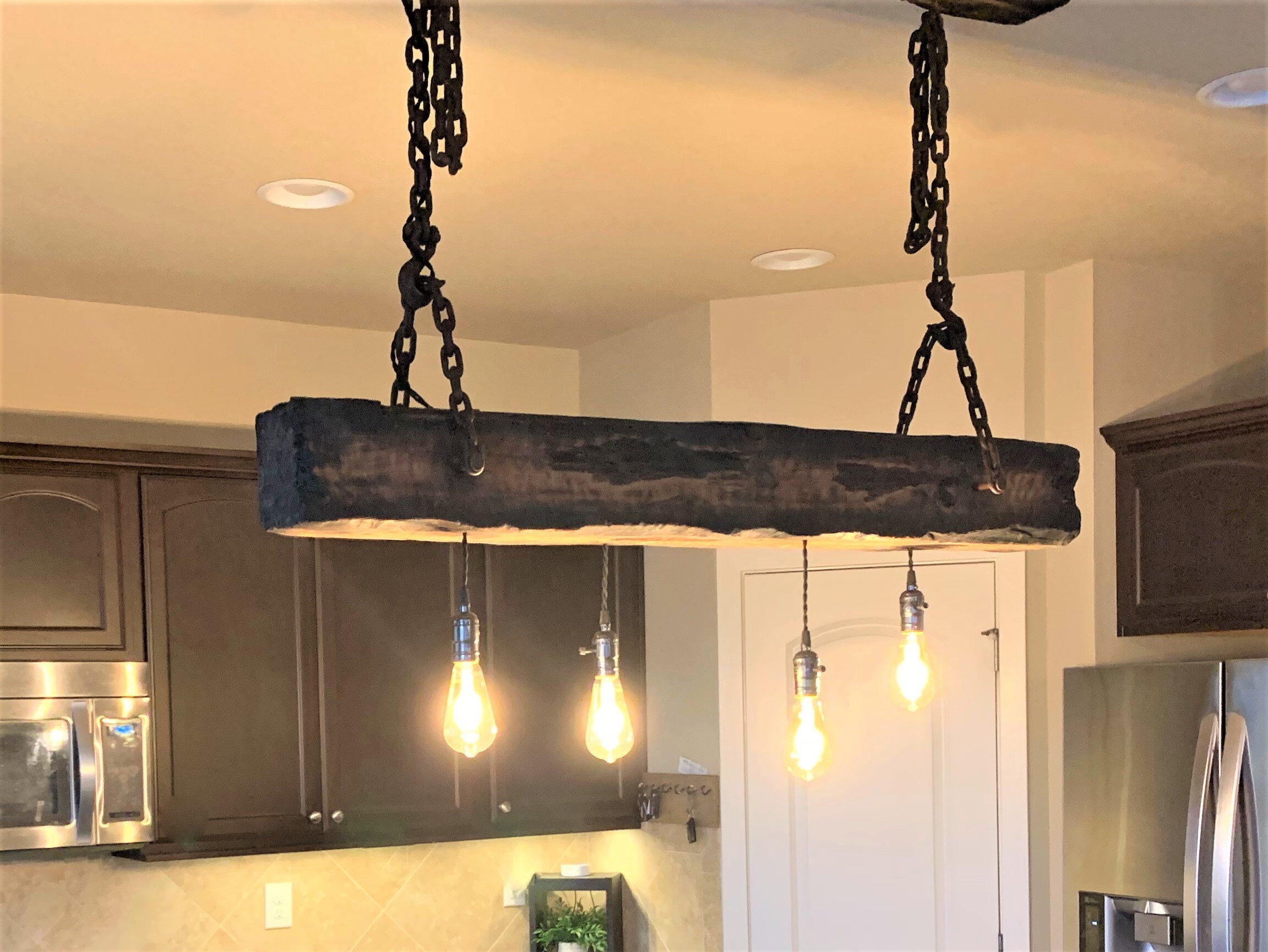 Rustic Industrial Reclaimed Beam Light Fixture/chandelier With | Etsy