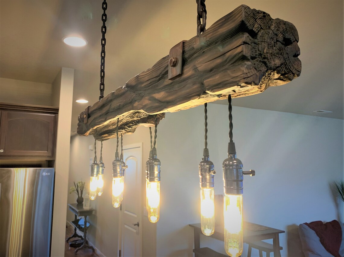 Rustic Industrial Reclaimed Distressed Beam Light Fixture - Etsy