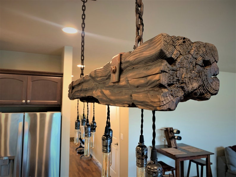Rustic Industrial Reclaimed Distressed Beam Light Fixture - Etsy