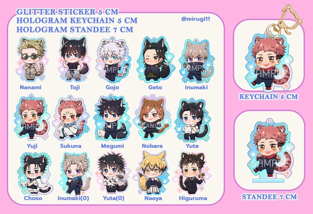 Buy 5 Get 1 JJK Acrylic Hologram Keychain Sticker Yuji Gojo Geto ...