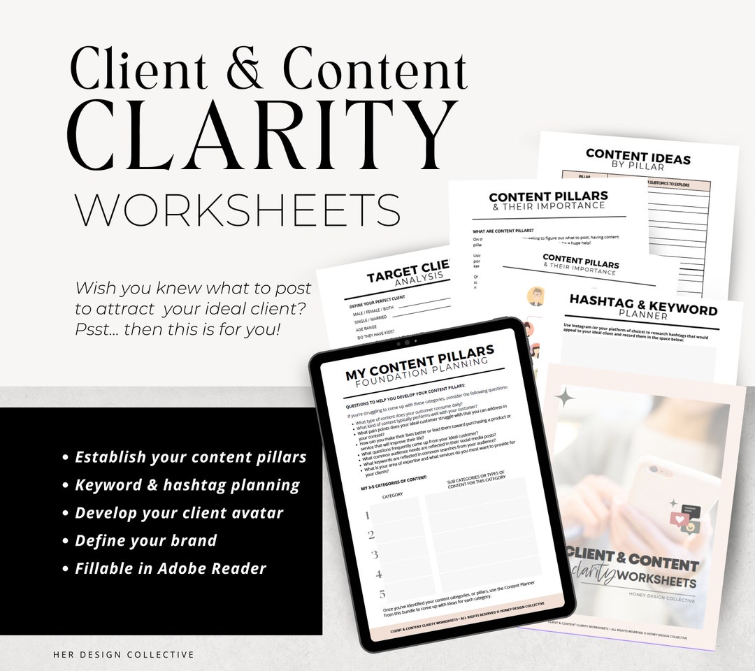 Client Content Pillar Worksheets: Social Media Planning (digital ...