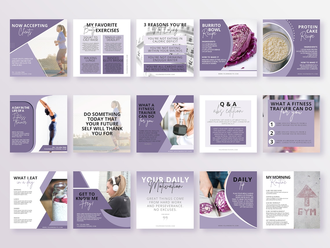 Fitness Instagram Templates Personal Trainer Posts IG Health - Etsy
