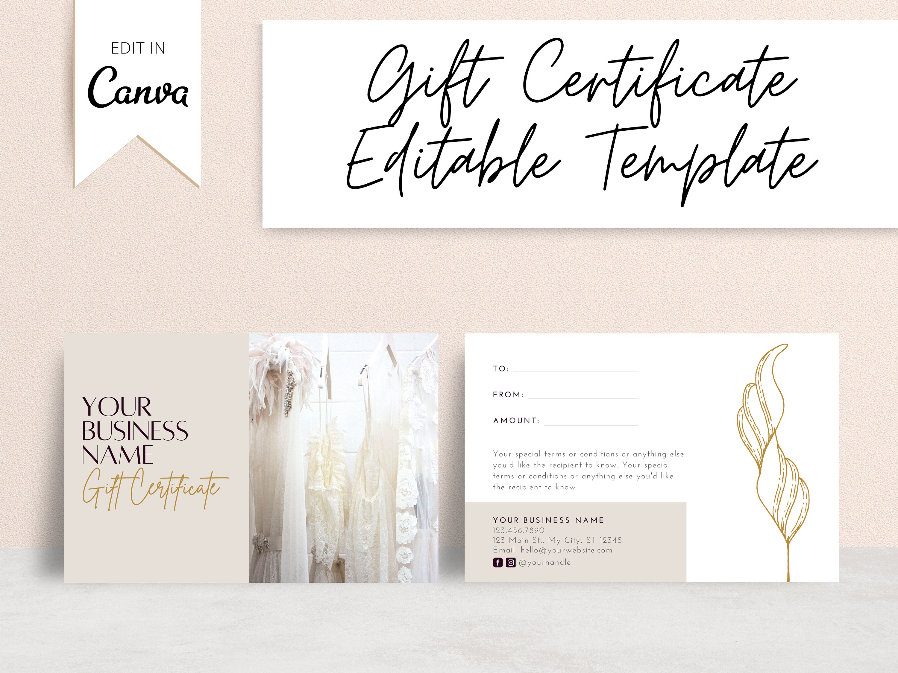 Editable Gift Certificate Template Printable Gift Card - Etsy