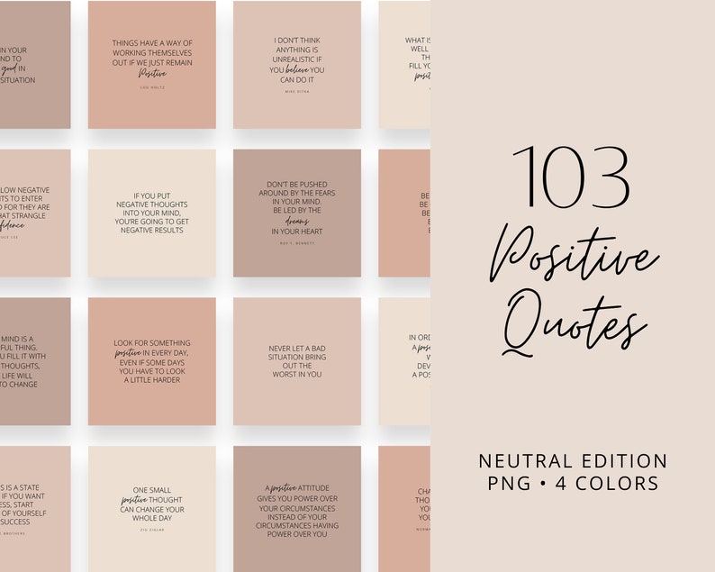 103 Neutral Instagram Quotes Premade Ready to Post Positive | Etsy