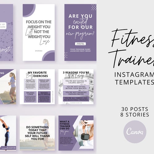 Fitness Instagram Templates Personal Trainer Posts IG Health - Etsy