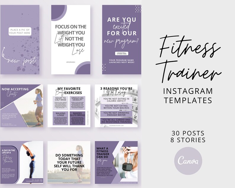 Fitness Instagram Templates Personal Trainer Posts IG Health - Etsy