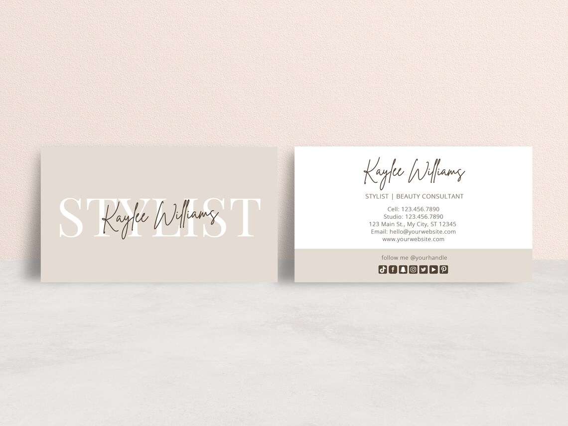 Editable Stylist Business Card Template Name Overlay - Etsy