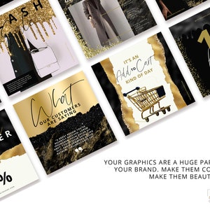 Gold Retail Instagram Templates, Golden Posts, IG Gold Canva Template ...