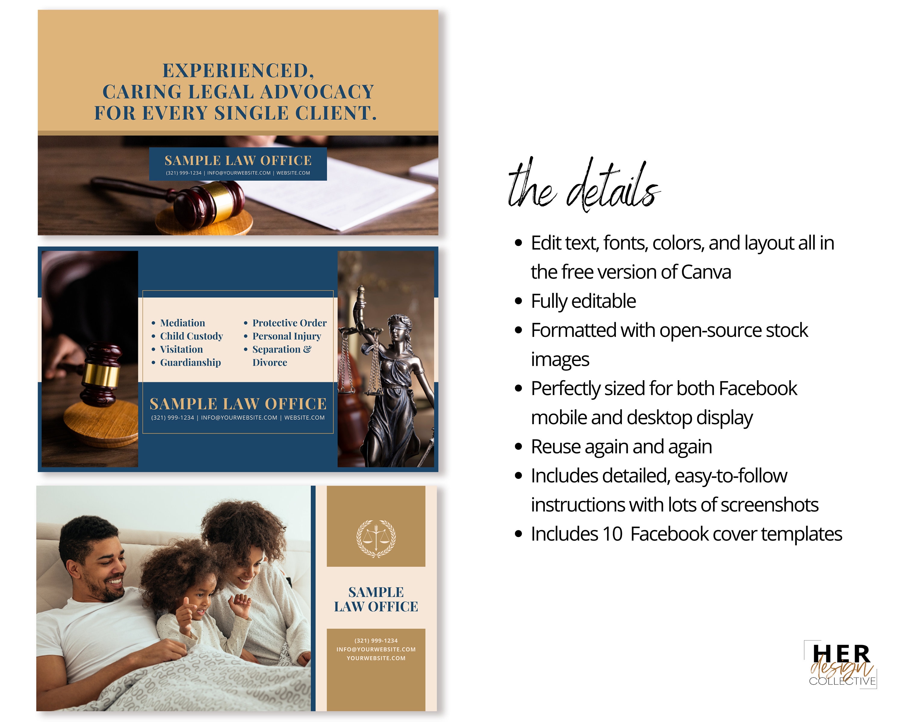 Law Firm Facebook Cover Templates: Legal Canva Design (10 Covers) - Etsy