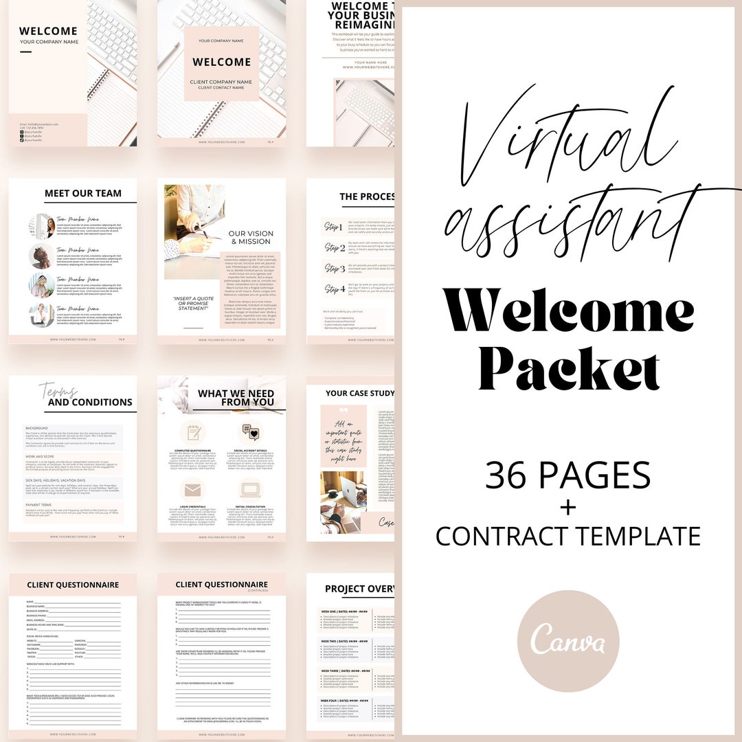 Virtual Assistant Welcome Packet: Client Onboarding Templates (canva ...