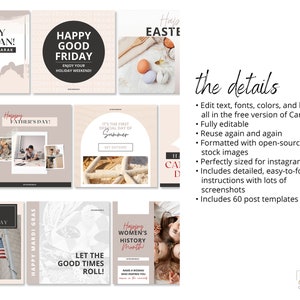 Holiday Instagram Posts | Social Media Marketing | Canva Editable ...