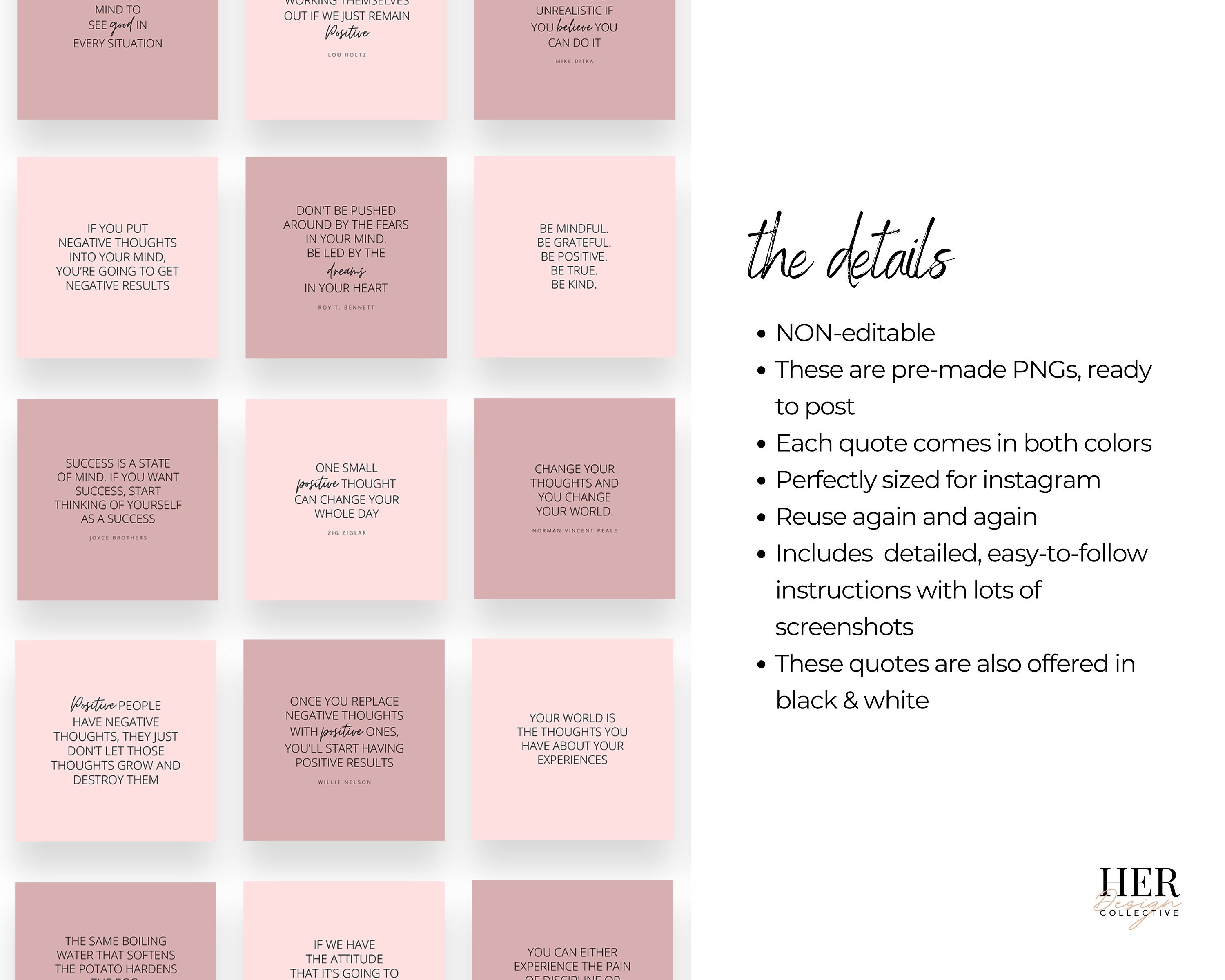 103 Pink Instagram Quotes Premade Ready to Post Positive - Etsy