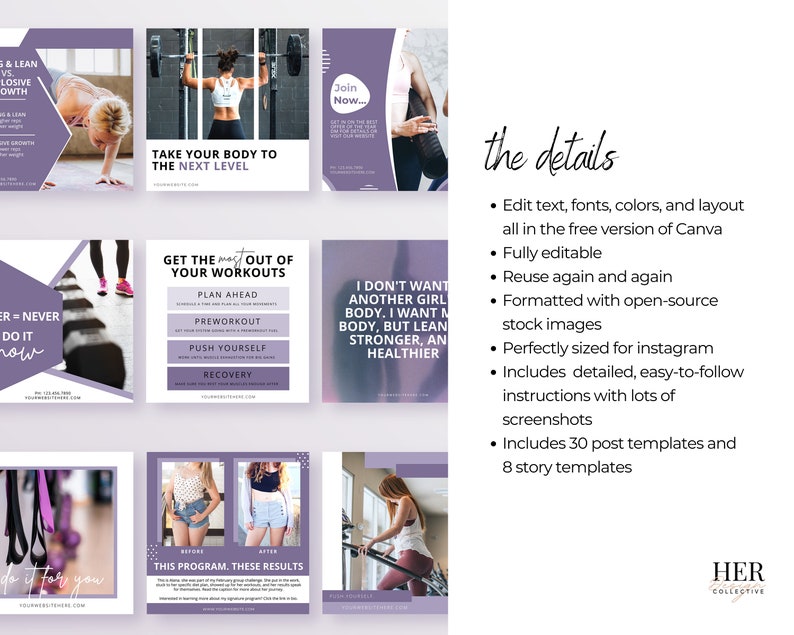 Fitness Instagram Templates Personal Trainer Posts IG Health - Etsy
