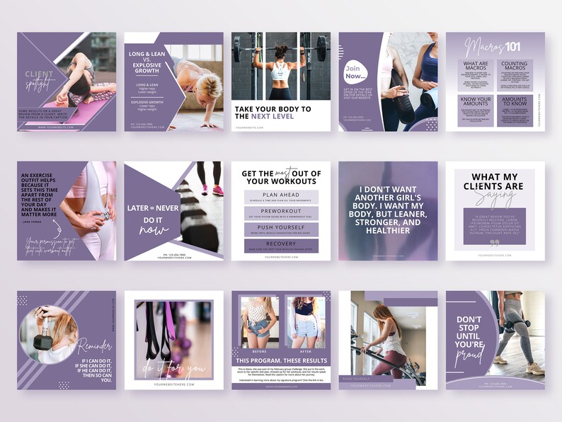 Fitness Instagram Templates Personal Trainer Posts IG Health - Etsy
